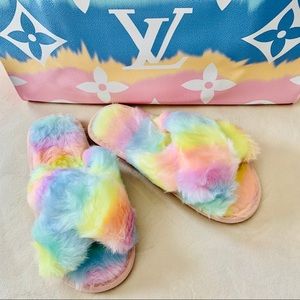 Shoes | A Cross Between Colorscriss Cross Fur Slippers | Poshmark